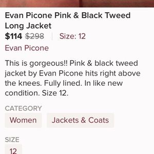 Evan Picone | Jackets & Coats | Evan Picone Pink And Black Tattered ...